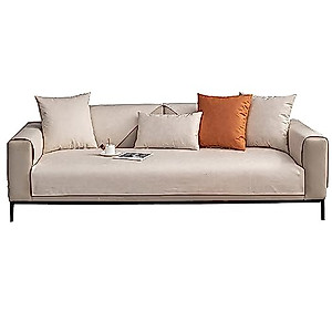 LIANGLAOI Leather Sofa Cover 1 2 3 4 Seater,L Shape Non-Slip Sectional Sofa Slipcover,Plain Color Couch Slipcover for Dogs Cats Pet Love Seat Recliner Armrest Backrest Cover-Baby Blue,1pc-90x240cm