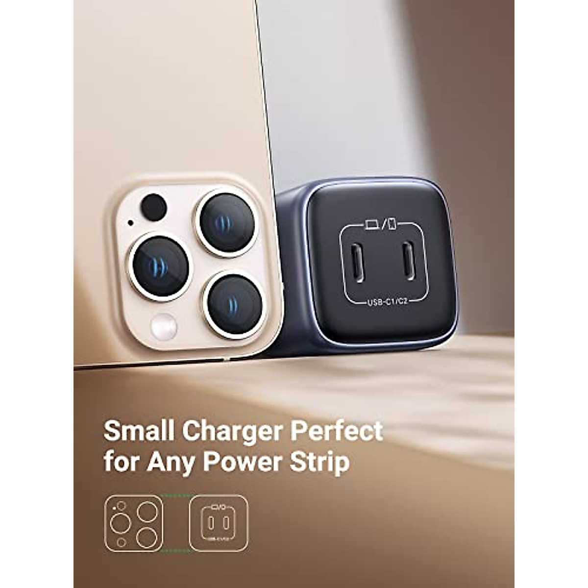 UGREEN 45W USB C Charger, Nexode GaN Dual USB C Foldable Wall Charger Block Support Samsung Super Fast Charging 2.0 Compatible with Galaxy S23 Ultra/S22/Note 20, iPhone 14, iPad, MacBook, Steam Deck