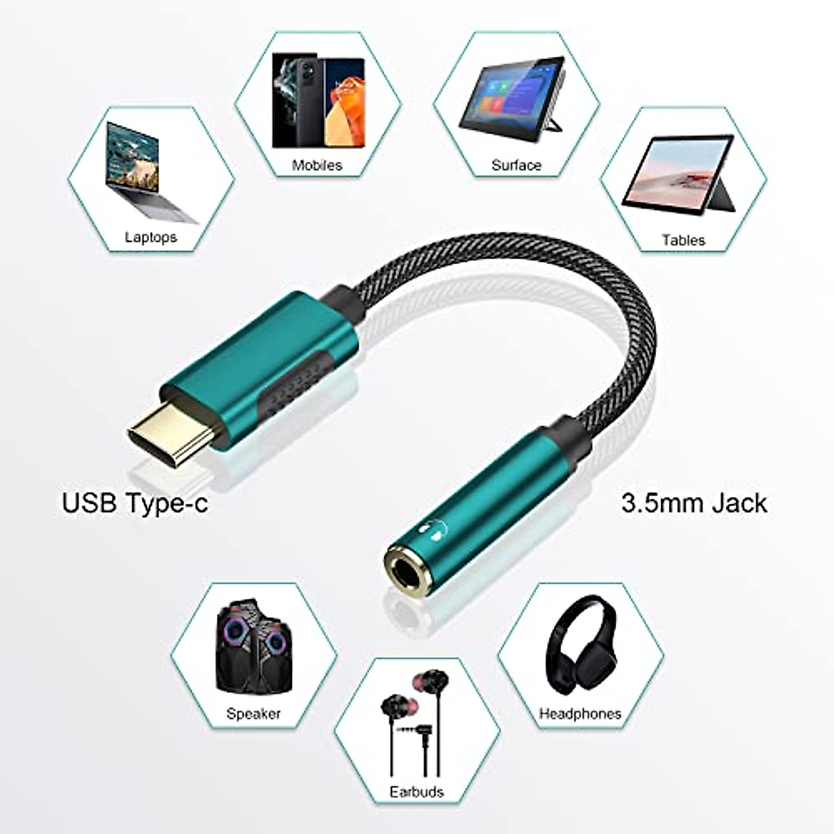 USB Type C to 3.5mm Female Headphone Jack Adapter, TITACUTE USBC Audio Dongle Wired Earphone Aux Cable Cord for iPad Pro Air Mini Samsung S22 S21 S20 FE Galaxy Z Flip 3 Note 20 Google Pixel 6 Android