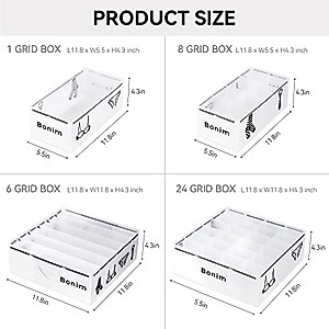 bonim Foldable Underwear Drawer Organizer Plastic Closet Storage Box for Bra, Lingerie, Undies, Waterproof Baskets Bins Containers Divider for Bedroom, Bathroom, Kitchen(4 Pcs, White)