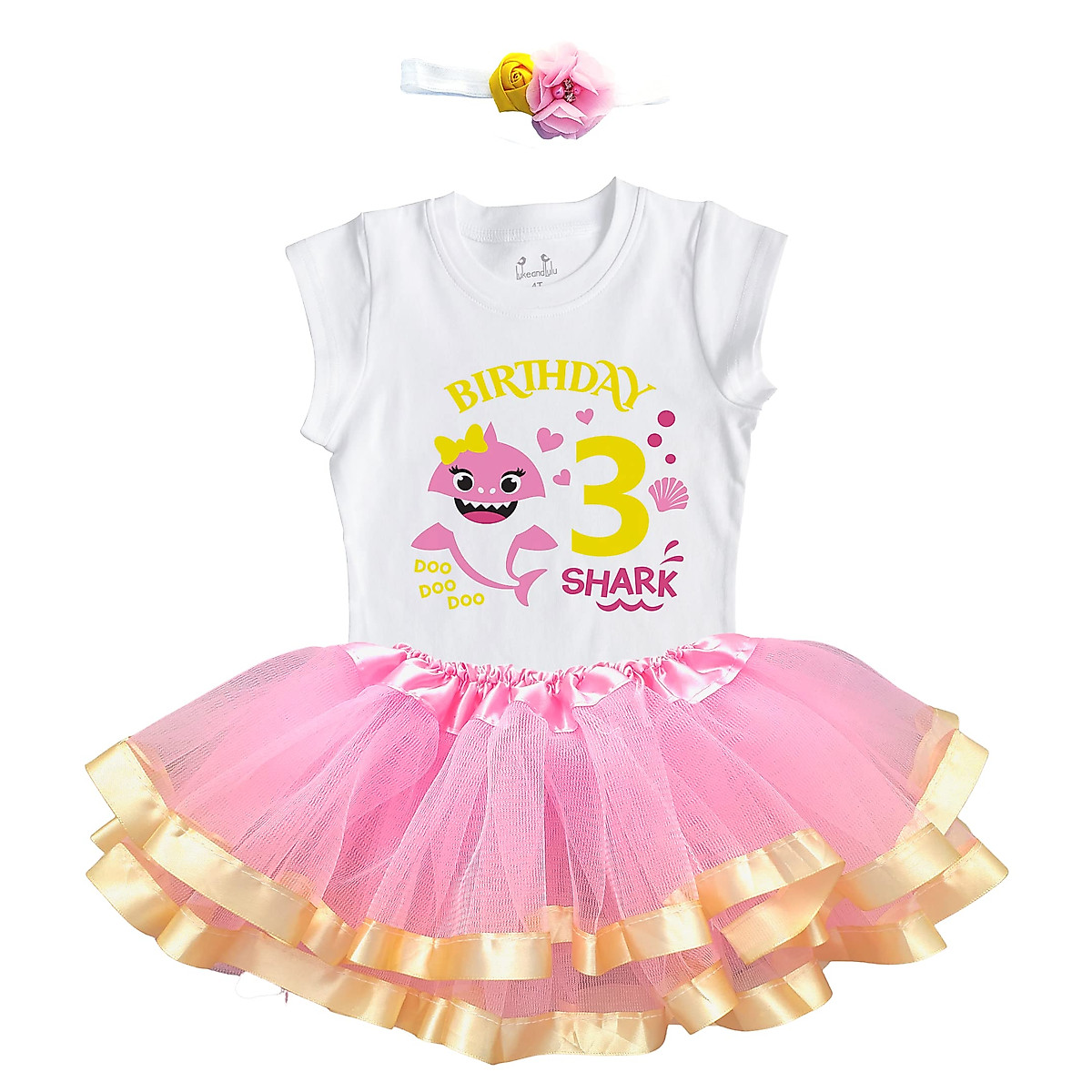 Luke and Lulu Baby Shark Birthday Outfit Girl Collection - 1st Birthday - 2nd Birthday - 3rd Birthday Girl