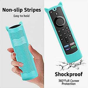 Wevove [3 Pack] Firestick Cover for Alexa Voice Remote 4k/Max/Lite(3rd Gen) 2021 Release, Fire Stick Remote Cover, Firetvstick HD Streaming Device Cover Case(Sky Blue+Glow Green/Blue)
