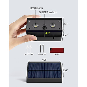 JACKYLED Solar Fence Lights Outdoor, 50 Lumens Bright Fence Lights Solar Powered Outdoor Waterproof Patio Decor Warm White Lights for Wall, Rail, Porch, Backyard, Garden (8 Pack)