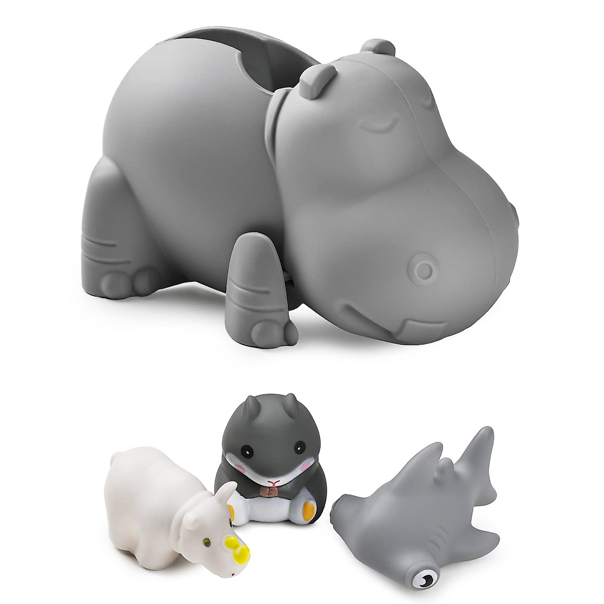 Mandoo Faucet Cover Bathtub Baby, Bath Spout Cover for Baby, Bath Faucet Cover for Kids, Tub Spout Cover Bathtub Faucet Cover Kids Safety, Protection Baby Universal Bath Silicone Toys Grey Hippo