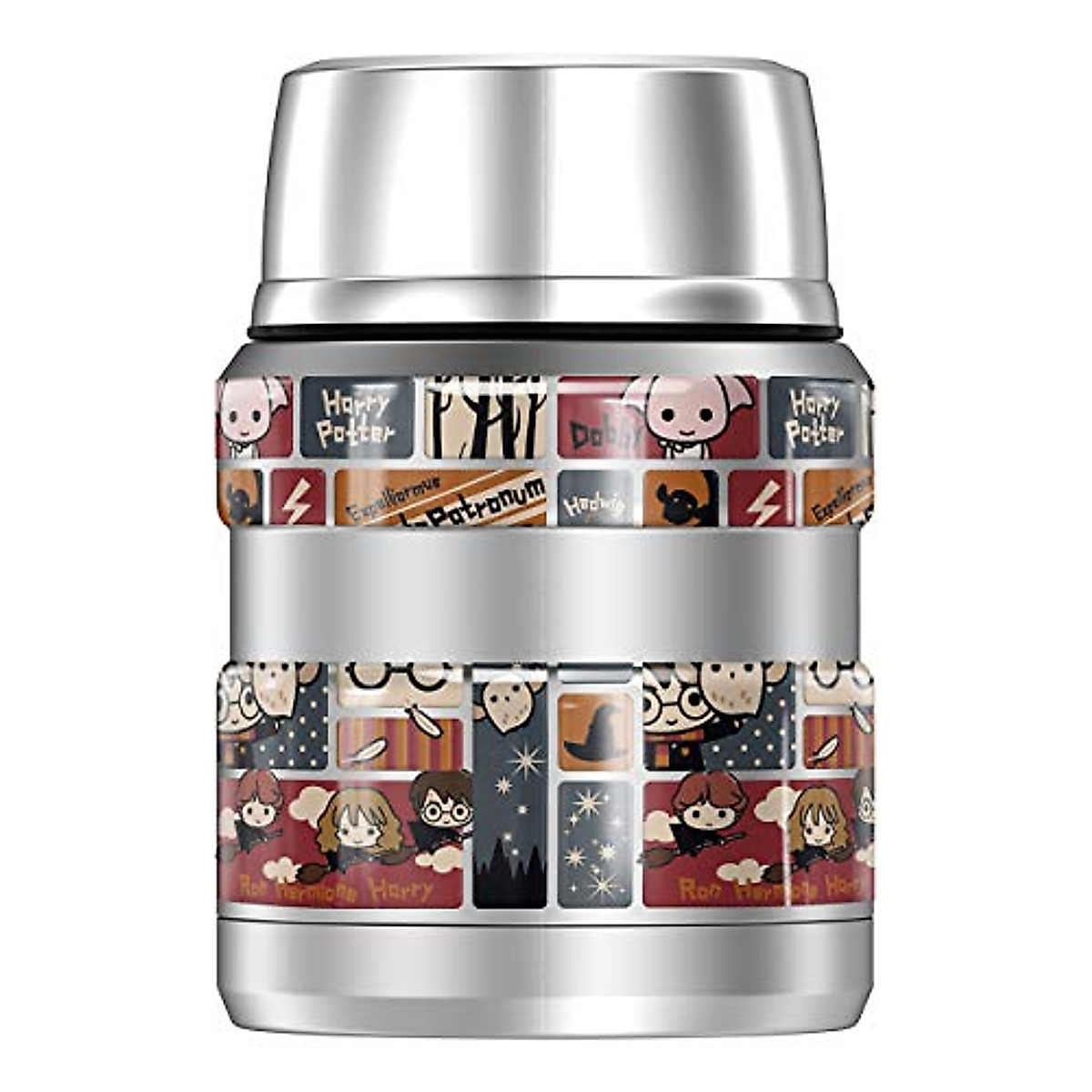 THERMOS Harry Potter Cute Chibi Pattern, STAINLESS KING Stainless Steel Food Jar with Folding Spoon, Vacuum insulated & Double Wall, 16oz