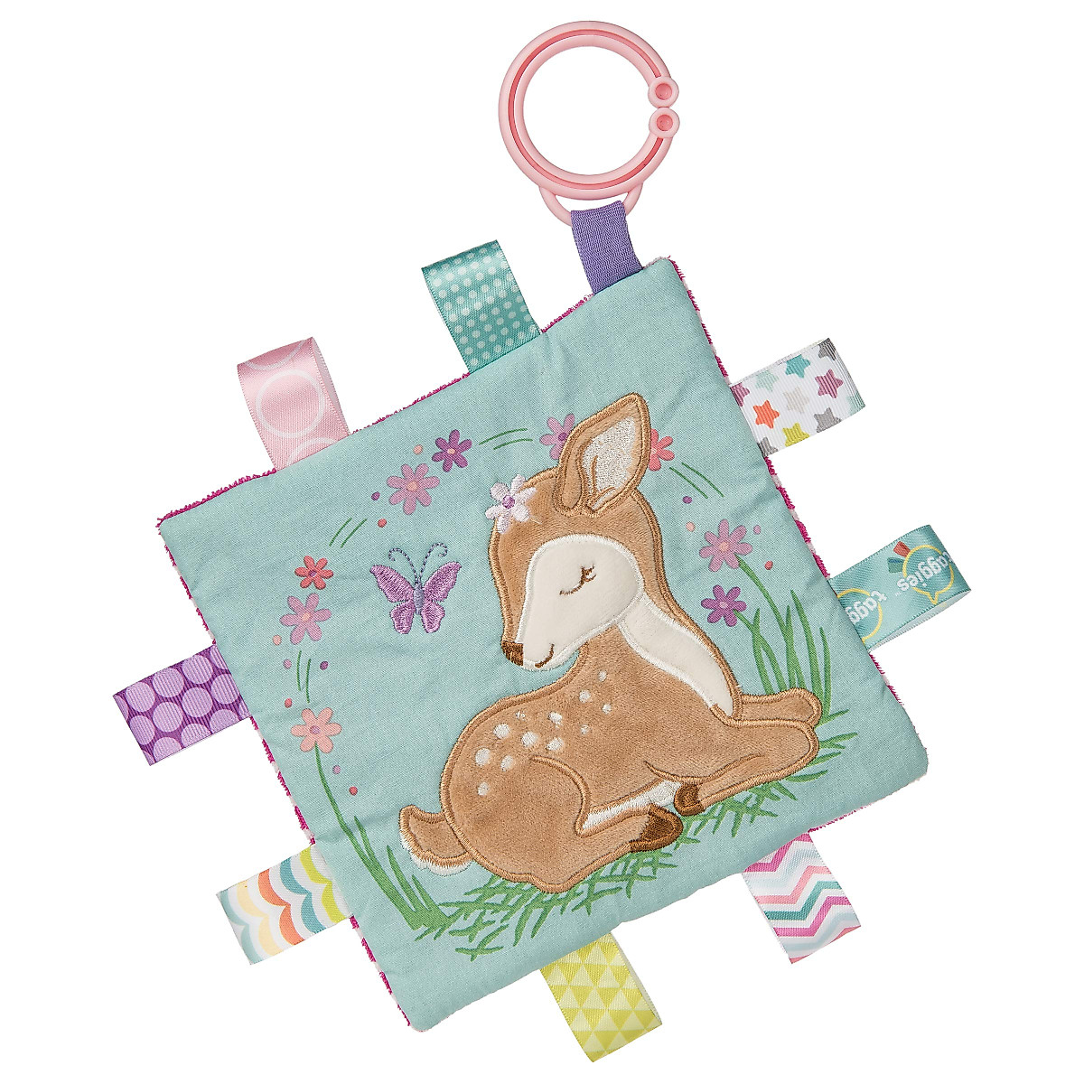 Taggies Soothing Sensory Crinkle Me Toy with Baby Paper and Squeaker, Flora Fawn, 6.5 x 6.5-Inches