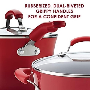 Rachael Ray Brights Nonstick Cookware Set / Pots and Pans Set - 10 Piece, Red