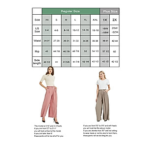 Tronjori Women High Waist Casual Wide Leg Long Palazzo Pants Trousers Regular Size(L, Sand)