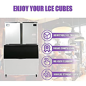 HPDAVV Commercial Ice Maker 2000lbs/24H 220V 1003lbs Ice Storage Capacity Automatic Cleaning Ice Machine Professional Refrigeration Equipment