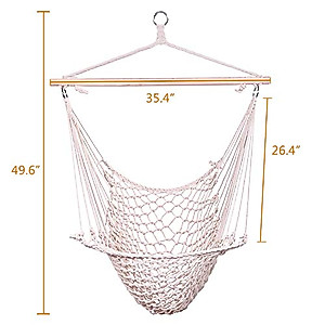 Kcelarec Rope Hammock Cradle Chair,Cotton Hanging Rope Swing Chair for Indoor Outdoor Bedroom Garden Yard Patio
