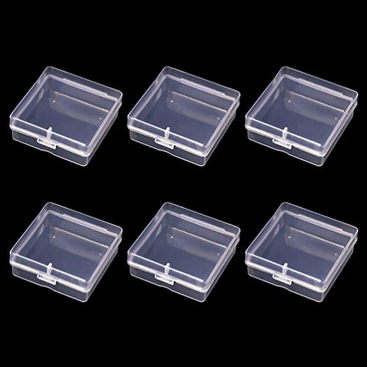HEALLILY Clear Organizer Box Mini Transparent Storage Box Square Container Jewelry Box Organizer Storage Case for Classroom Office Home School 6pcs (Square) Bead Organizer Box
