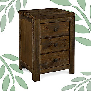 Finch Stratford Farmhouse Wooden Nightstand with 2 Drawers, Bedside End Table, Space Saving Design, Rustic Brown