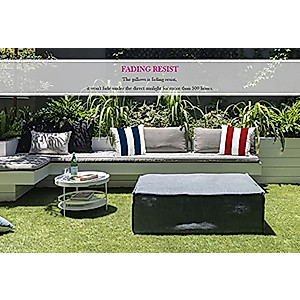 FBTS Prime Outdoor Waterproof Decorative Throw Pillows with Inserts for Patio Furniture, 18x18 Inch Fade Resistant Patio Garden Cushions for Couch Bed Sofa, Striped Navy