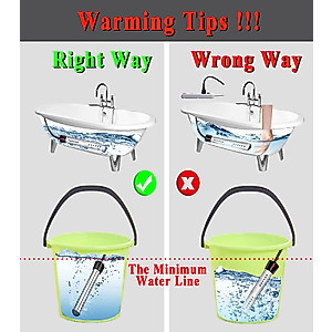 Immersion Water Heater, 1500W Portable Water Heater with 304 Stainless-Steel Guard, Electric Bucket Heater for Travel Camping Hot Bathtub Mini Inflatable Pool Black