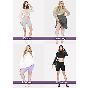 STRETCH IS COMFORT Women's Cotton Biker Shorts Black Large