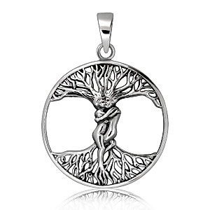 WithLoveSilver Solid 925 Sterling Silver Love Cuddle Celtic Tree of Life Cut Out Pendant