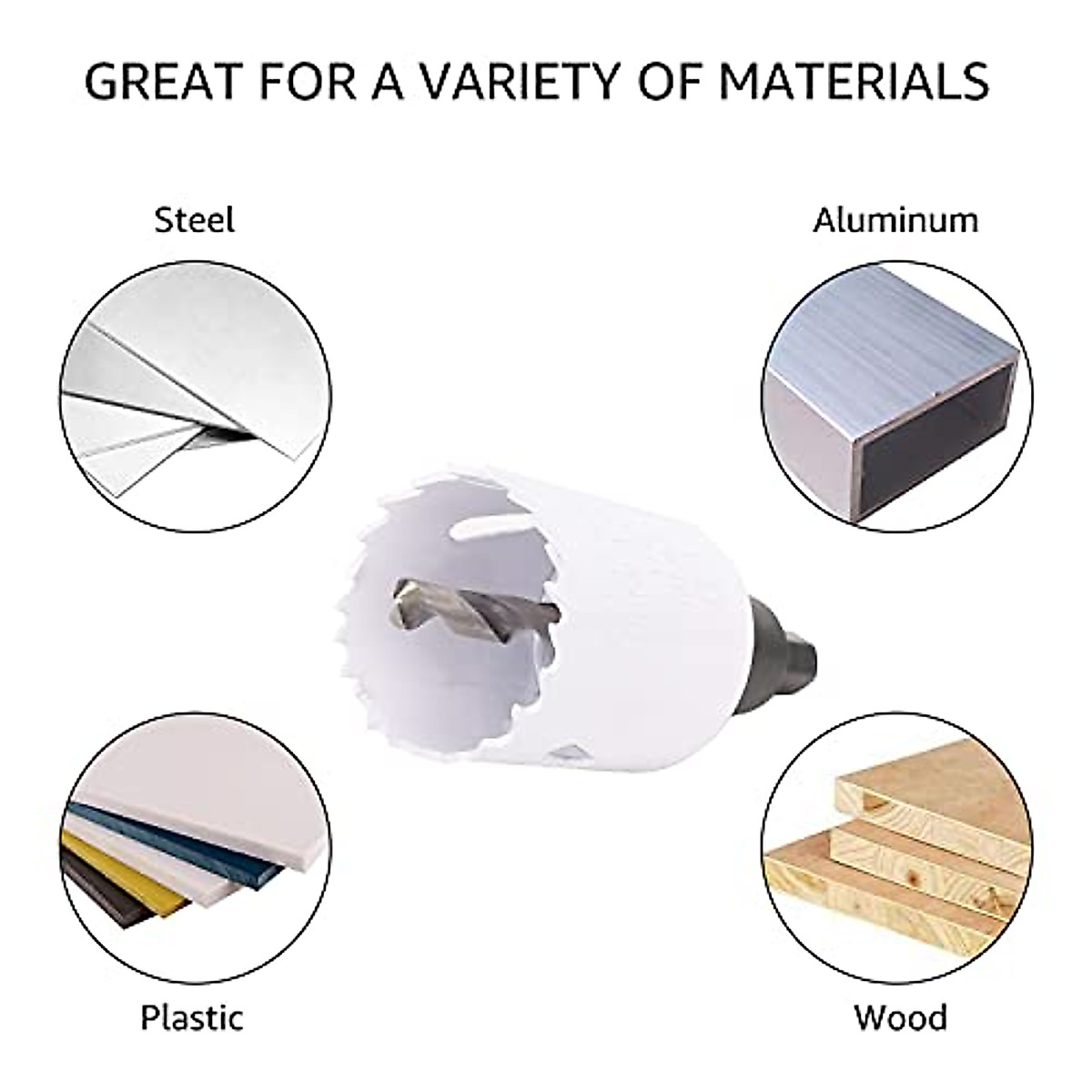 Amazon Basics 9-Piece Bi-Metal High Speed Steel Hole Saw Kit with Carrying Case, 25/32" to 2-11/16”, Black