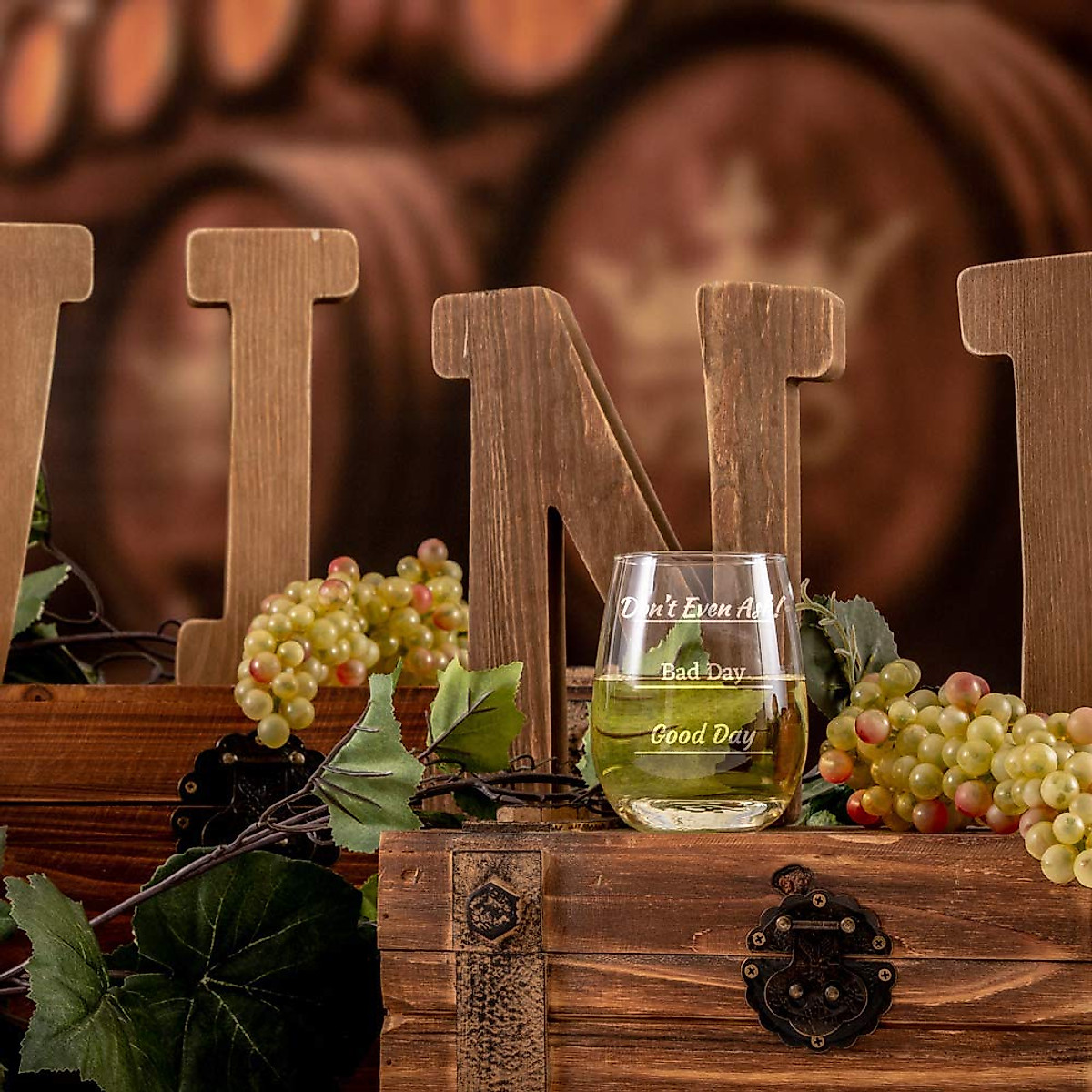 IT'S A SKIN Don’t Even Ask Bad Day Good Day |Stemless Wine Glass 17oz for red and white wine - Mothers Day, Grandmothers, grandma Incl free wine/food pairing card