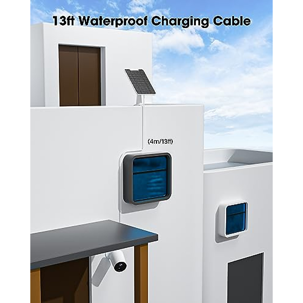 Solar Panel Charger Compatible with Google Nest Camera Outdoor & Indoor (Battery Version), 5W Solar Power for Google Nest Cam, IP65 Weatherproof, w/Secure Wall Mount & Screwdriver, 13ft Cable, 4 Pack