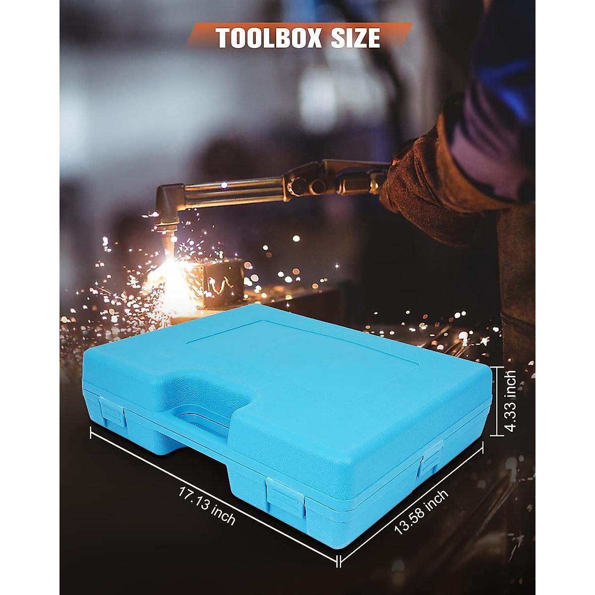 Gas Welding Cutting Kit Oxygen Acetylene Torch Portable Tool Set Oxy Brazing Welder Kit Professional Precision Instrument with Two Hose, Tips, Goggles, Blue Carrying Case