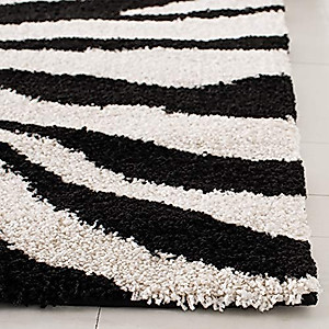 SAFAVIEH Florida Shag Collection Area Rug - 8' x 10', Ivory & Black, Zebra Print Design, Non-Shedding & Easy Care, 1.2-inch Thick Ideal for High Traffic Areas in Living Room, Bedroom (SG452-1290)