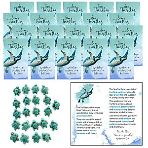 Smiling Wisdom - 20 Bulk Gift Sets - Employee Mini Appreciation Greeting Cards and Keepsake Gift Sets - 60 Pcs - Turquoise Sea Turtles