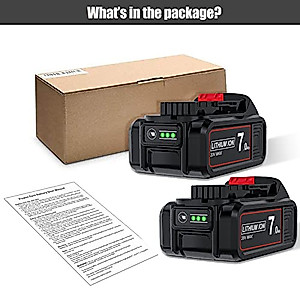 Bonacell 2Pack 20V 7.0Ah Lithium Battery Replacement for Dewalt 20 Volt Battery Max XR Cordless Tools DCB206 DCB200 DCB201 DCB204 DCB207 DCD/DCF/DCG Series