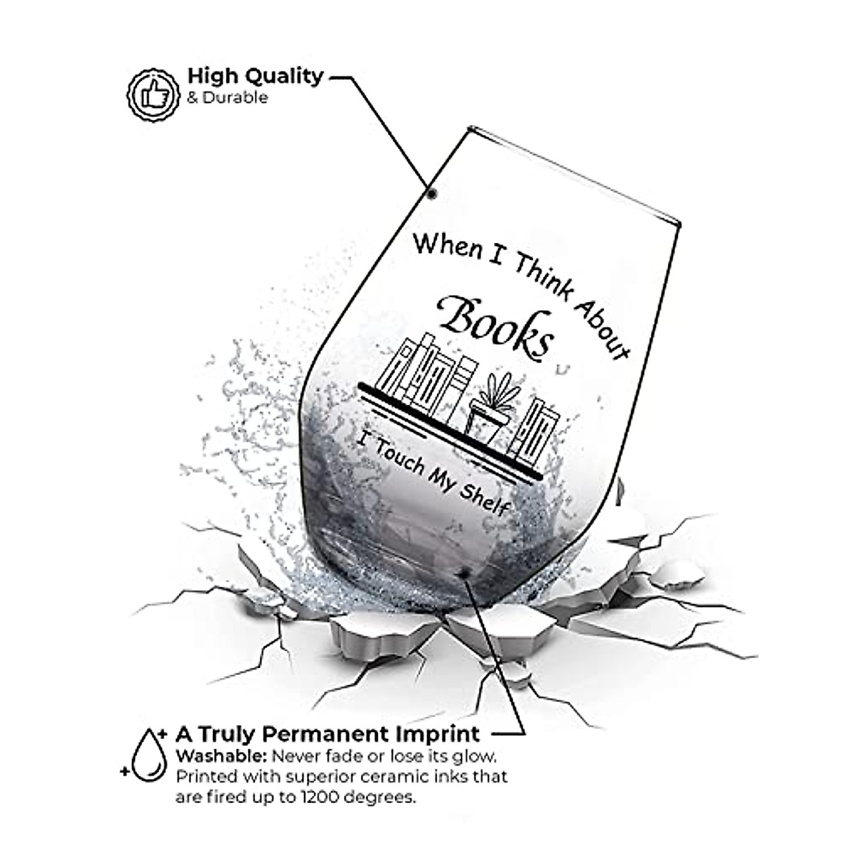 comfit Gifts for Book Lovers - Funny Book Club Stemless Wine Glass Gifts for Reader Lovers, Librarian,Teacher, Nerd Gift Idea,Inspirational Birthday Gifts for Book Lover Friend