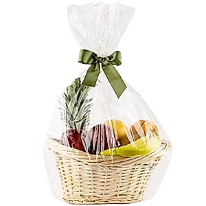 Clear Basket Bags, 24" x 30" Large Clear Cellophane Wrap for Baskets & Gifts Pack Of 18 Thickness 0.75 Mil