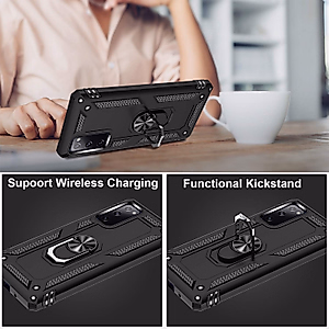 LUMARKE for Galaxy S20 FE Case with Screen Protector,Pass 16ft. Drop Tested Military Grade Cover with Magnetic Ring Kickstand,Protective Phone Case for Samsung Galaxy S20 FE Black