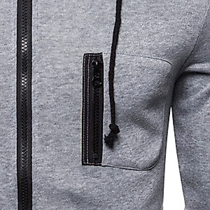 Maiyifu-GJ Men's Full Zip Casual Hoodies Long Sleeve Sports Hooded Sweatshirt Lightweight Pullover Hoodie with Kanga Pocket (Light Grey,XX-Large)