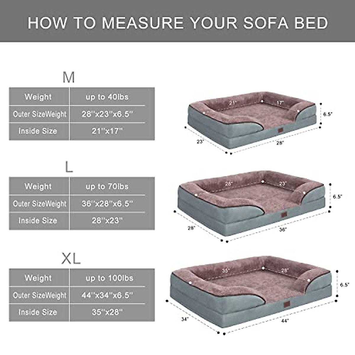 Dog Beds for Medium Dogs, Dog Sofa with Removable Washable Cover & Nonskid Bottom, Dog Couch Bed for Medium, Large Dogs