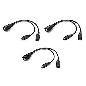 3 Pack OTG Cable Replacement for Fire Stick 4K, Compatible Samsung, Replacement for Amazon Fire TV, Compatible with LG Android Phone Tablet Micro USB Host with Micro USB Power
