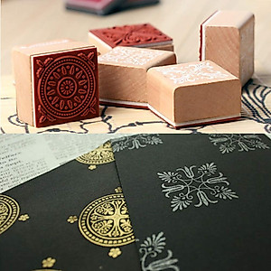 Set of 16 Floral Pattern Stamp, Lace Wooden Rubber Stamp for DIY Craft Card and Scrapbooking
