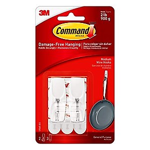 Command 17065-ES White 2 lb Capacity Hooks, Indoor Use HARDWARE, Medium, 2 Count
