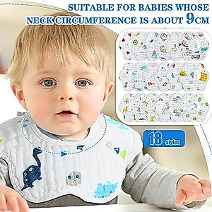 Hicarer 36 Pack Muslin Baby Bibs Bulk Adjustable Newborn Toddler Drool Snap Bibs 8 Layers Cotton Baby Boy Girl Bibs (Petal)