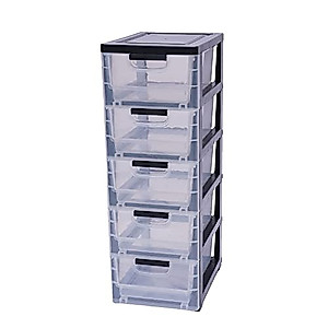 YIYIBYUS Plastic Drawers Storage Cabinet with 5 Drawers Modern Transparent PP Vertical Closet Drawers Tall Dresser Organizer for Bedroom Playroom for Storing Clothes Towels Toys