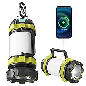 Camping Lantern Rechargeable, Alpswolf Led Lantern Camping Flashlight with 4000 Capacity Power Bank, 6 Modes, IPX4 Waterproof, Portable Rechargeable Lanterns for Power Outage, Hiking Hurricane Outdoor