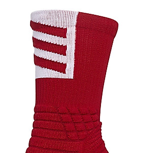 adidas Select Basketball Crew Socks (1 Pair) for Team Sports, Boys Girls Men Women, Power Red/White, Medium
