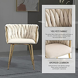 Kiztir Modern Velvet Dining Chair with Gold Metal Legs, Set of 4 Luxury Tufted Dining Chairs for Living Room, Bedroom, Kitchen