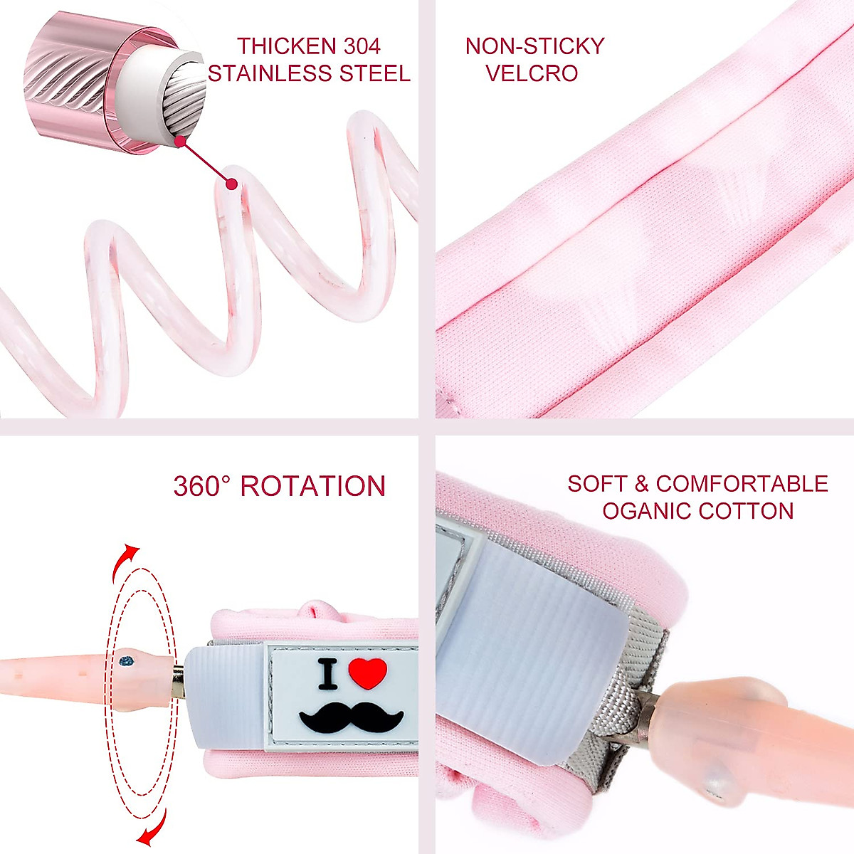 HUGVIDAS Anti-Lost Wrist Strap, Child Safety Belt with Key Lock, Breathable Toddler Traction Belt, Anti-Lost Wrist Strap (Pink 2, 2M/6.5Ft)