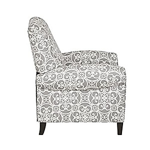 Madison Park Kirby Recliner Chair - Solid Wood, Plywood, Rolled Back Button Tufted Accent Armchair Modern Classic Style Family Room Sofa Furniture, Grey