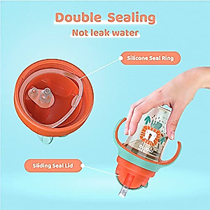 SUPERMAMA Sippy Cups for 1+ Year Old with Spout & Straw(9 Oz), PPSU No Spill Sippy Cups with Weighted Straw, Spill Proof Training Toddler Cups With Handle for Baby 6+ Months