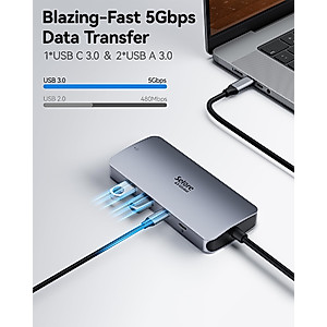 USB C Docking Station Dual Monitor, Selore Docking Station 3 Monitors Triple 4K Display with 2 HDMI, DisplayPort, 1 Gbps Ethernet, 100W PD Charging, USB 3.0 Ports Adapter for Dell, HP, Lenovo,etc