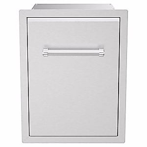 Spire Stainless Steel Built-in Roll-out Trash Can, 10 Gallon Trash Bin, Perfect for Outdoor Island Kitchens, BBQs, Grilling & Cooking, 480-0002