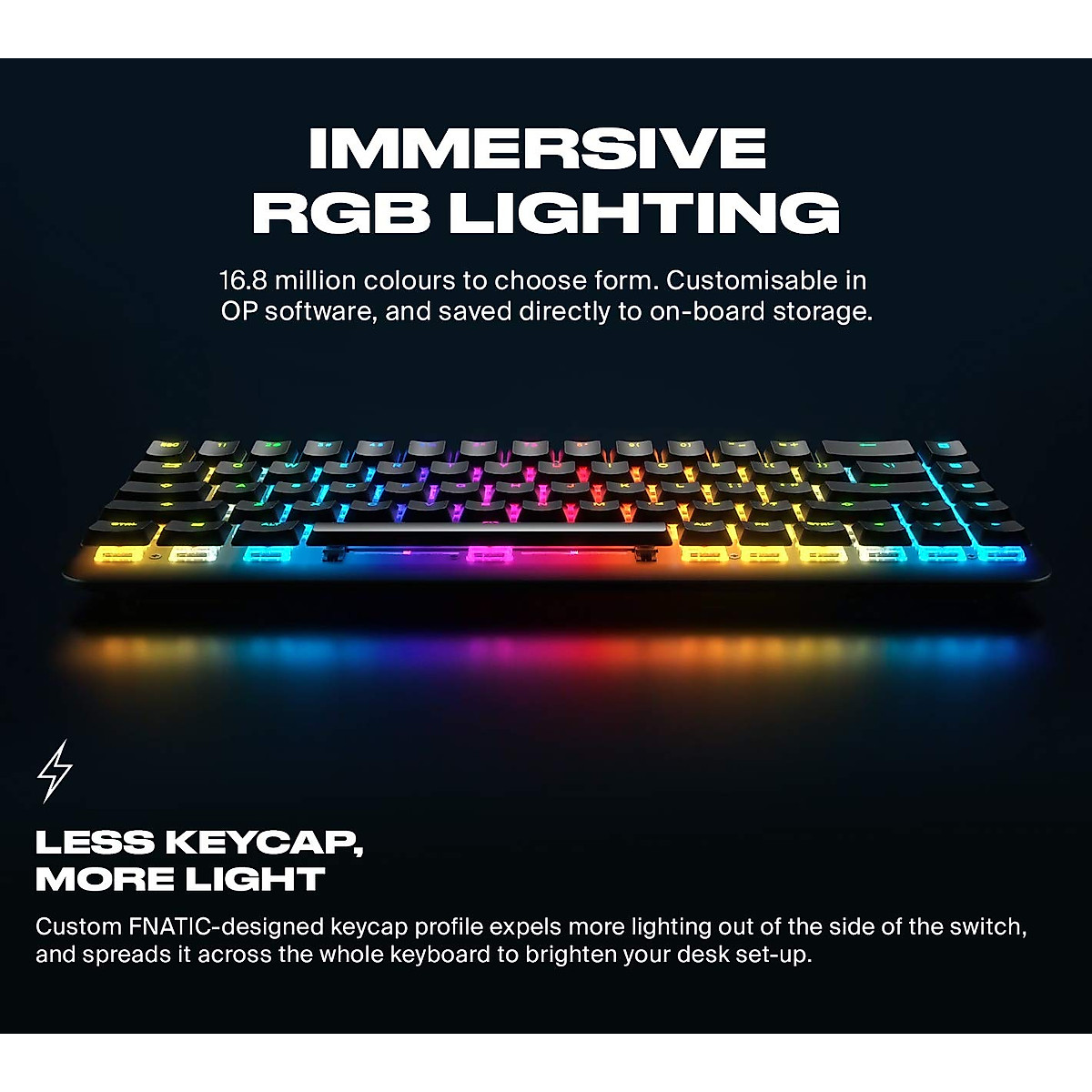 FNATIC STREAK65 - Compact RGB 60 Gaming Mechanical Keyboard - Speed Switches - 65% Layout (60 65 Percent)- Low Profile - Esports Keyboard (US Layout, QWERTY)