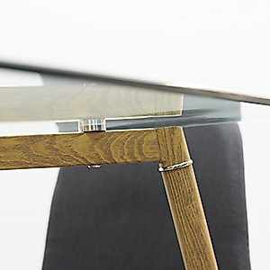 IDS Online Mid Century Dining Table, Office Desk, Glass : 8mm, Wooden Skin