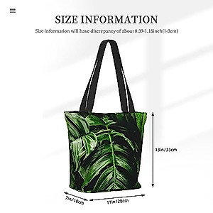 VACSAX Tote Bag for Women Reusable Shopping Bags tropical green leaves Print Shoulder Handbag Aesthetic Totes for Grocery