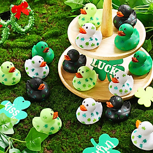 Jerify 2 Inch St. Patrick's Day Rubber Ducks Bulk Holiday Rubber Ducks 4 Styles Shamrock Cruise Ducks Baby Shower Duck Bath Pool Birthday Irish Kids Gifts for Party Favors Accessories(12 Pcs)