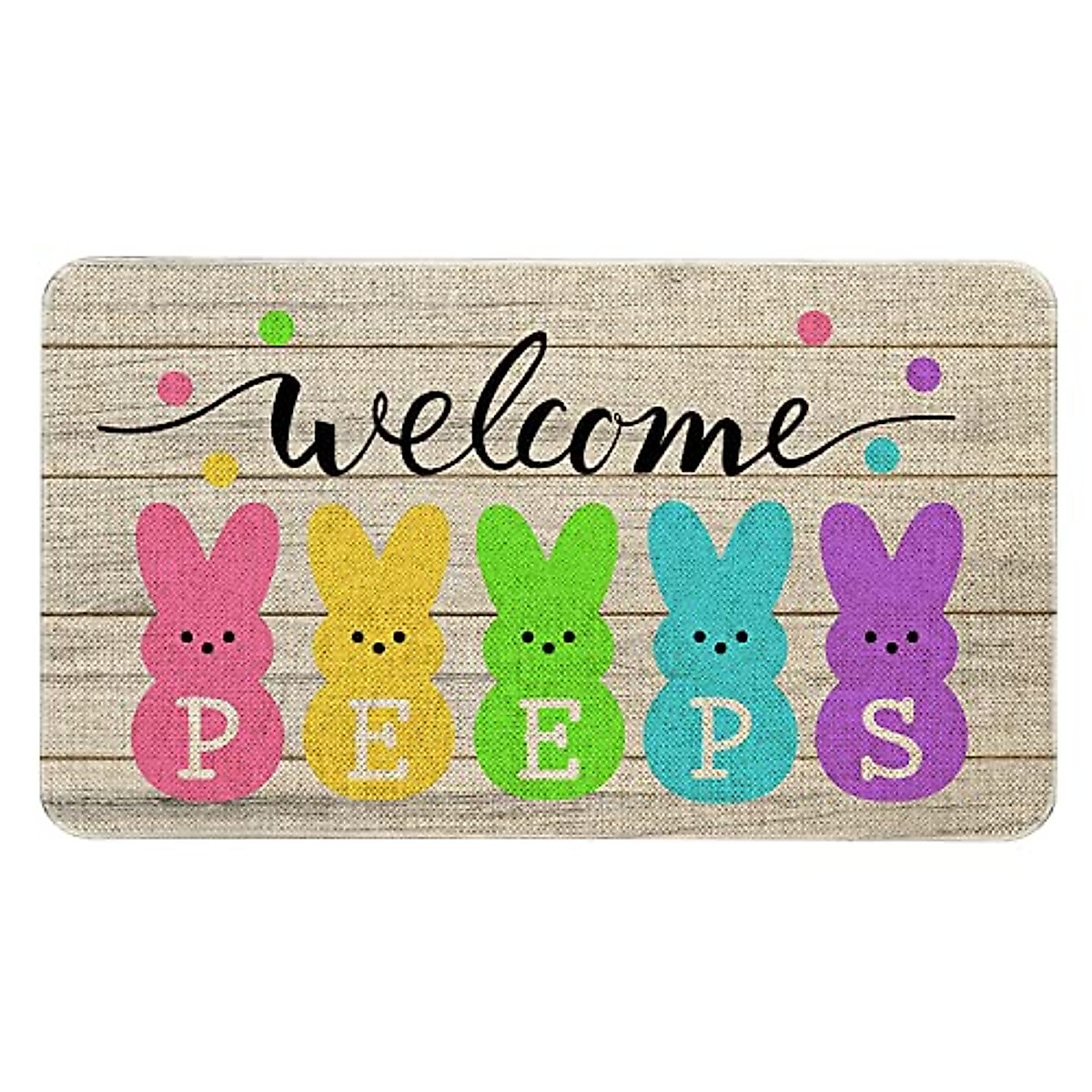 Roszwtit Easter Door Mat 30 X 17 Inch Easter Bunny Welcome Peeps Doormat Indoor Outdoor Entrance Floor Mat Non Slip Easter Decor Rubber Mats